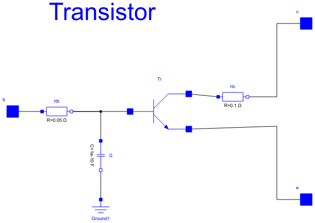 Modelica: Electrical.Analog.Examples.Utilities.Transistor